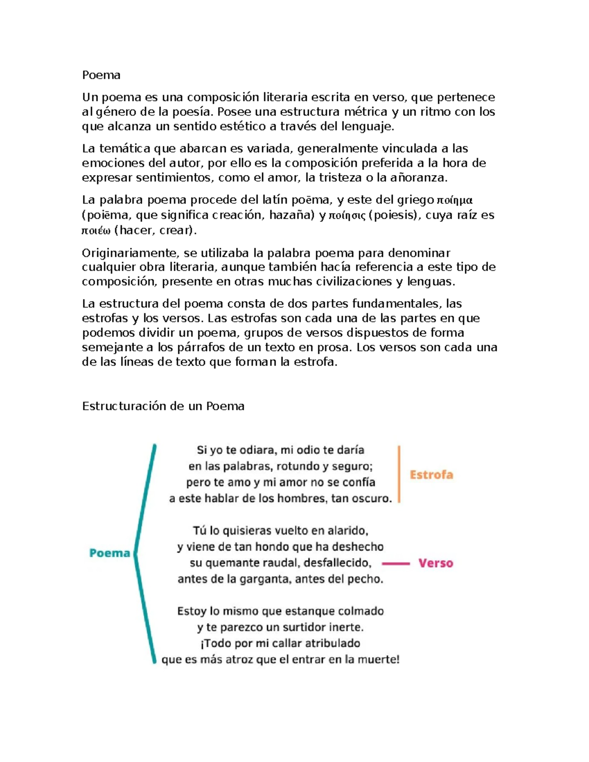 Estructuración de un poema - Poema Un poema es una composición ...