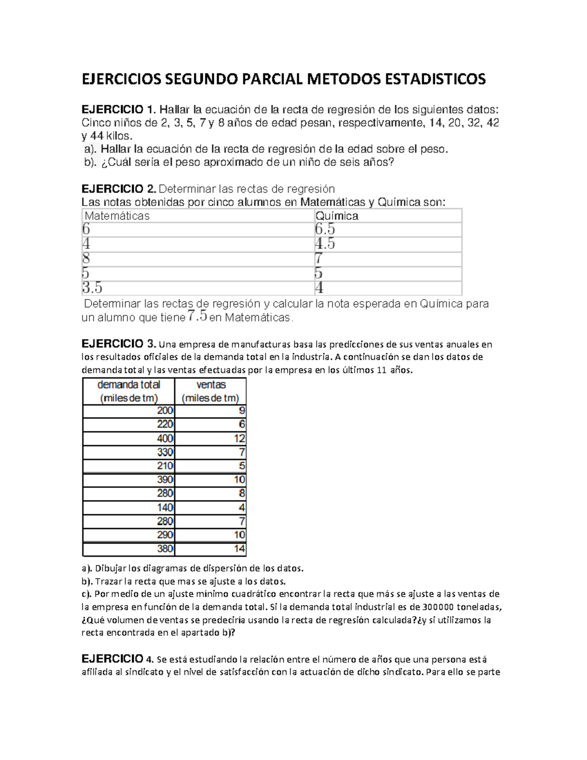 Ejercicios Segundo Parcial Metodos Estadisticos - EJERCICIOS SEGUNDO PARCIAL METODOS ...