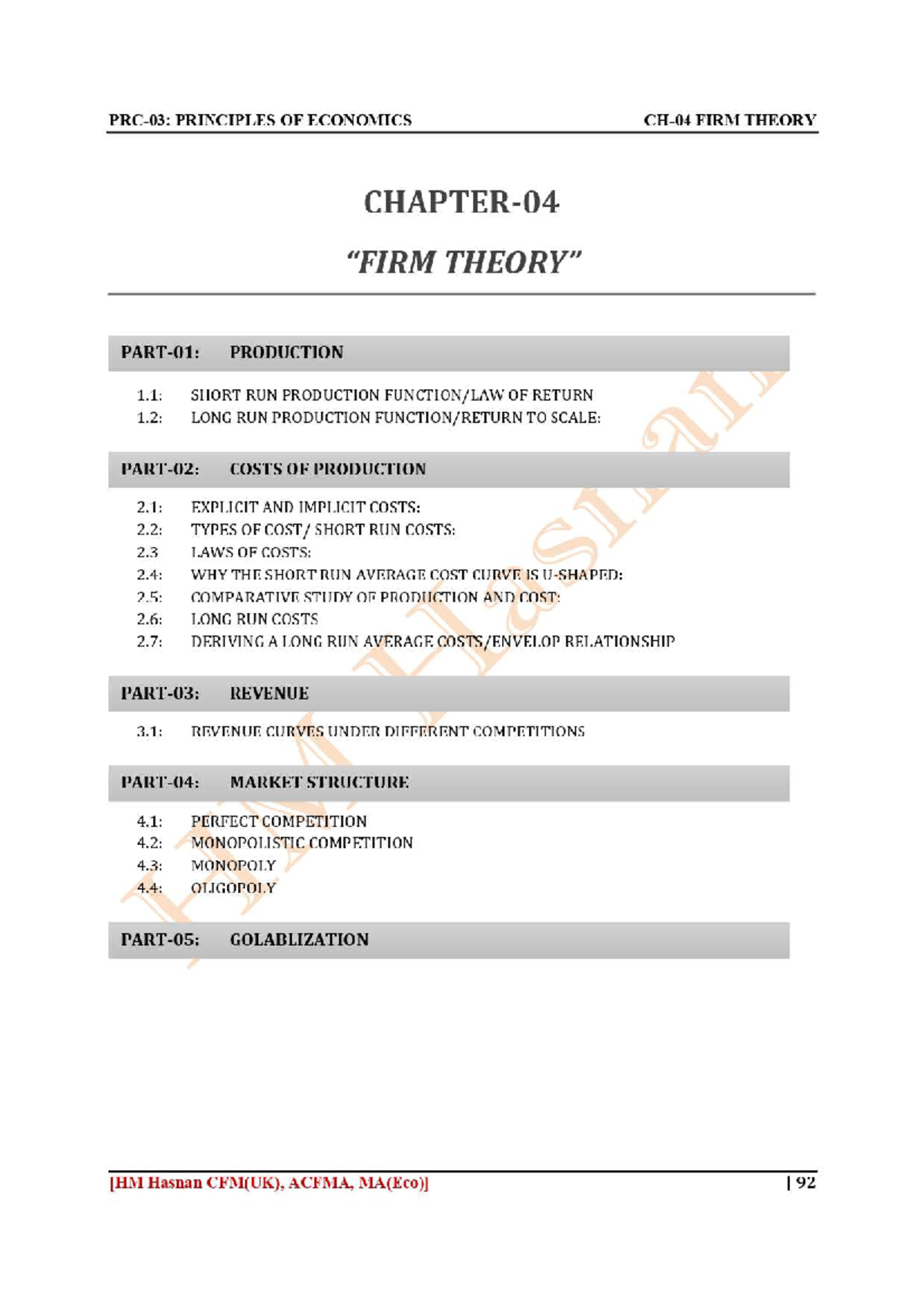 Eco CH-04 (Firm Theory) HM Hasnan - Principles of economics - Studocu