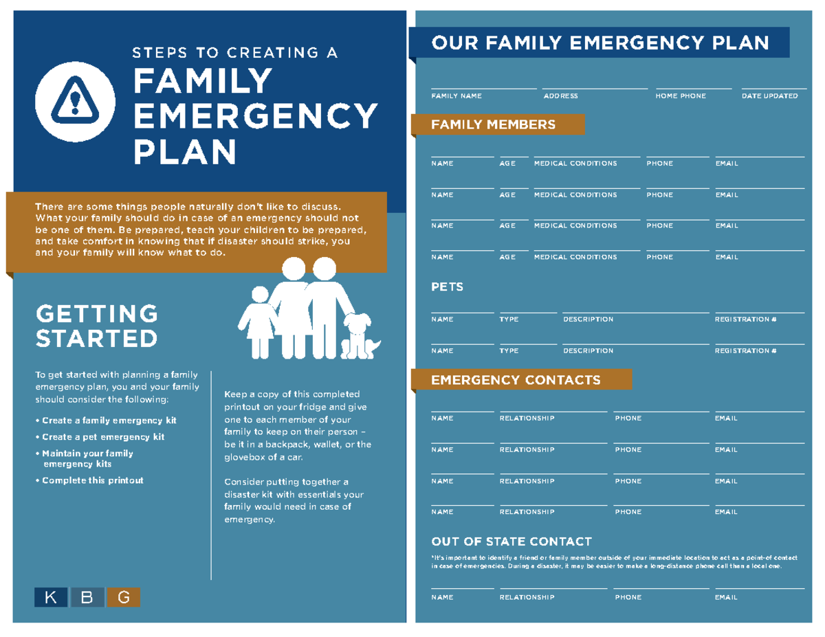 Family Emergency Plan Worksheet - STEPS TO CREATING A FAMILY EMERGENCY ...