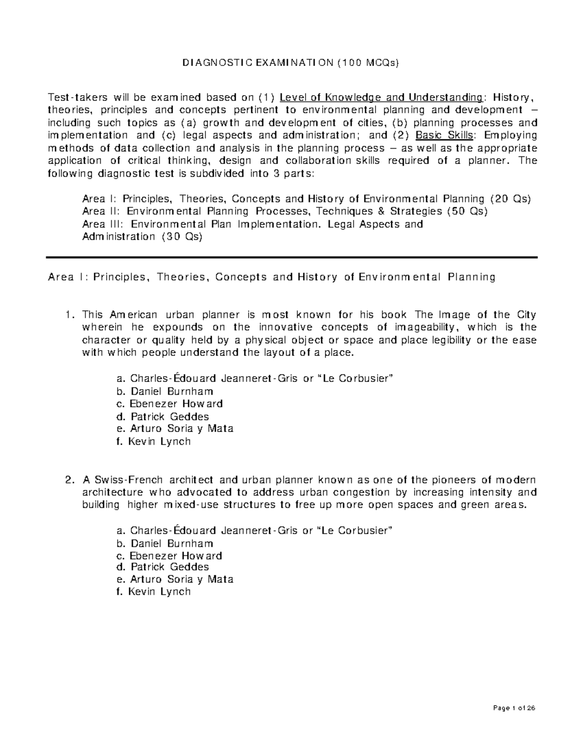 Diagnostic EXAM 100MCQs - D I AGN OSTI C EXAM I N ATI ON ( 1 0 0 M CQs ...