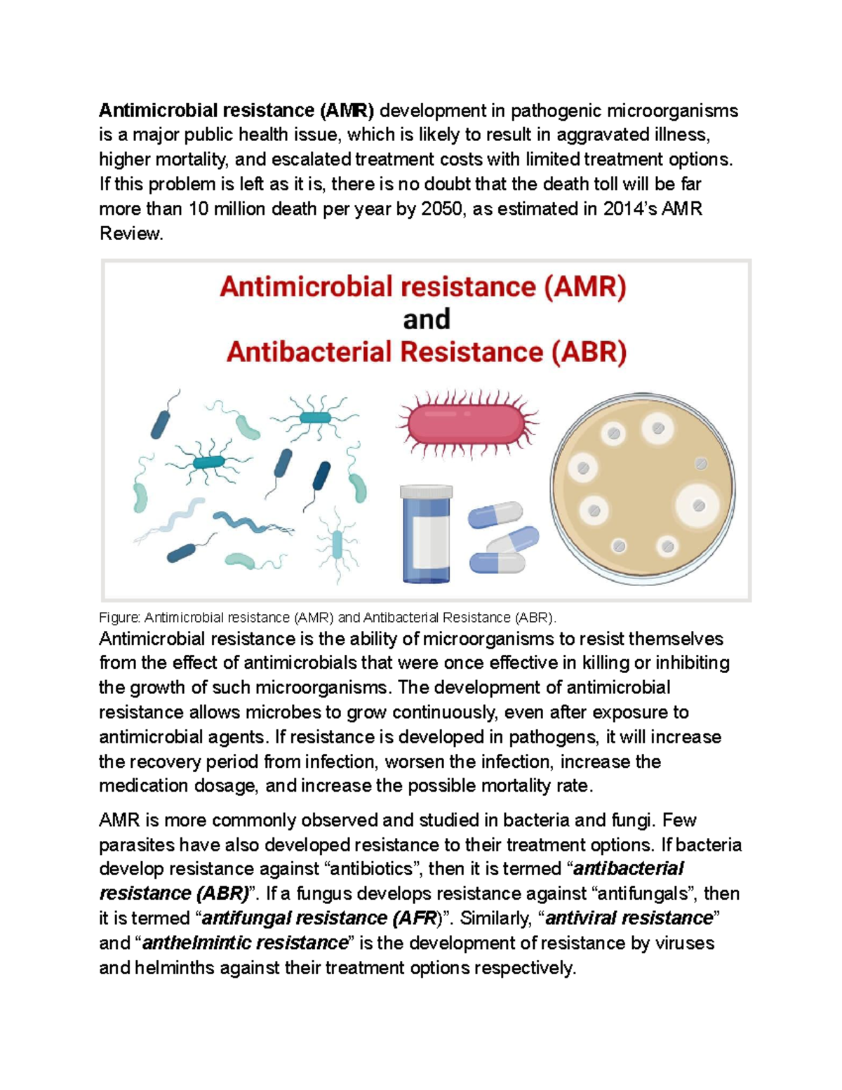 Antimicrobial resistance (AMR) - If this problem is left as it is ...