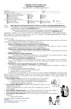LAS 4 Talento Paunlarin - LEARNING ACTIVITY SHEET (LAS) Edukasyon sa ...