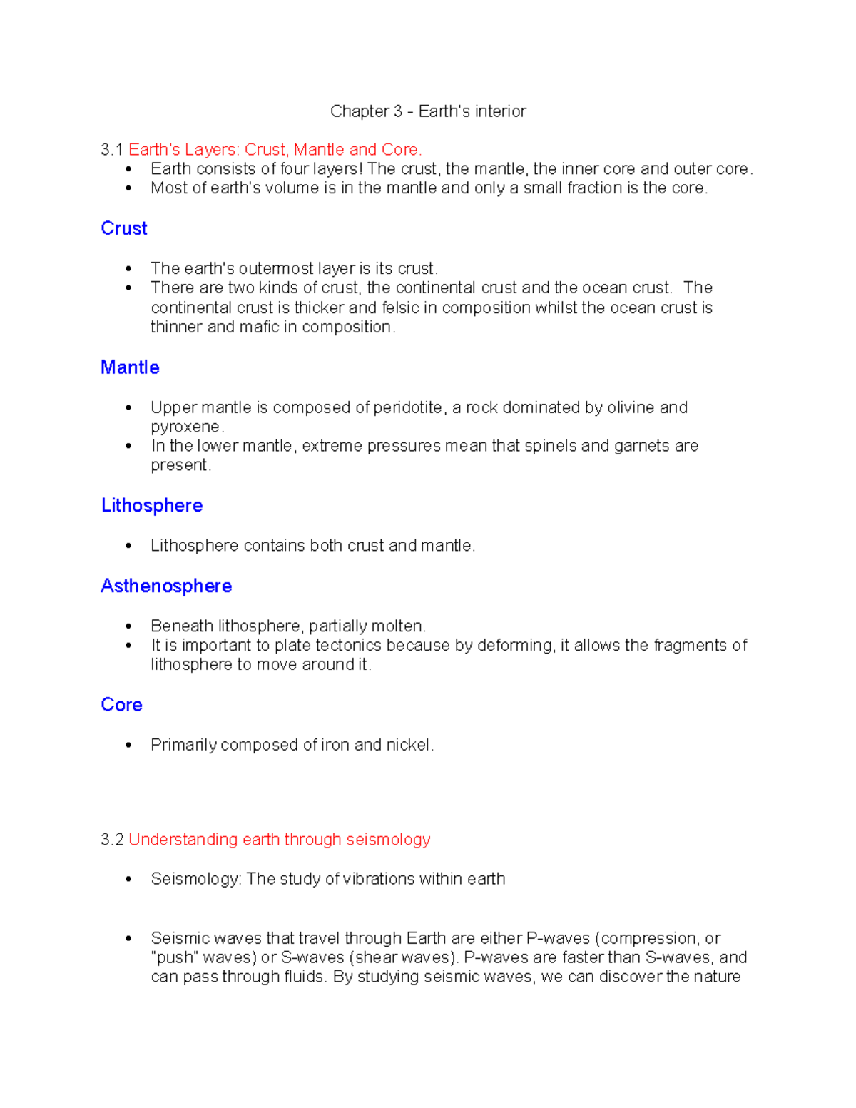 Chapter 3 GEO 121.3 - Chapter 3 - Earth’s interior 3 Earth’s Layers ...