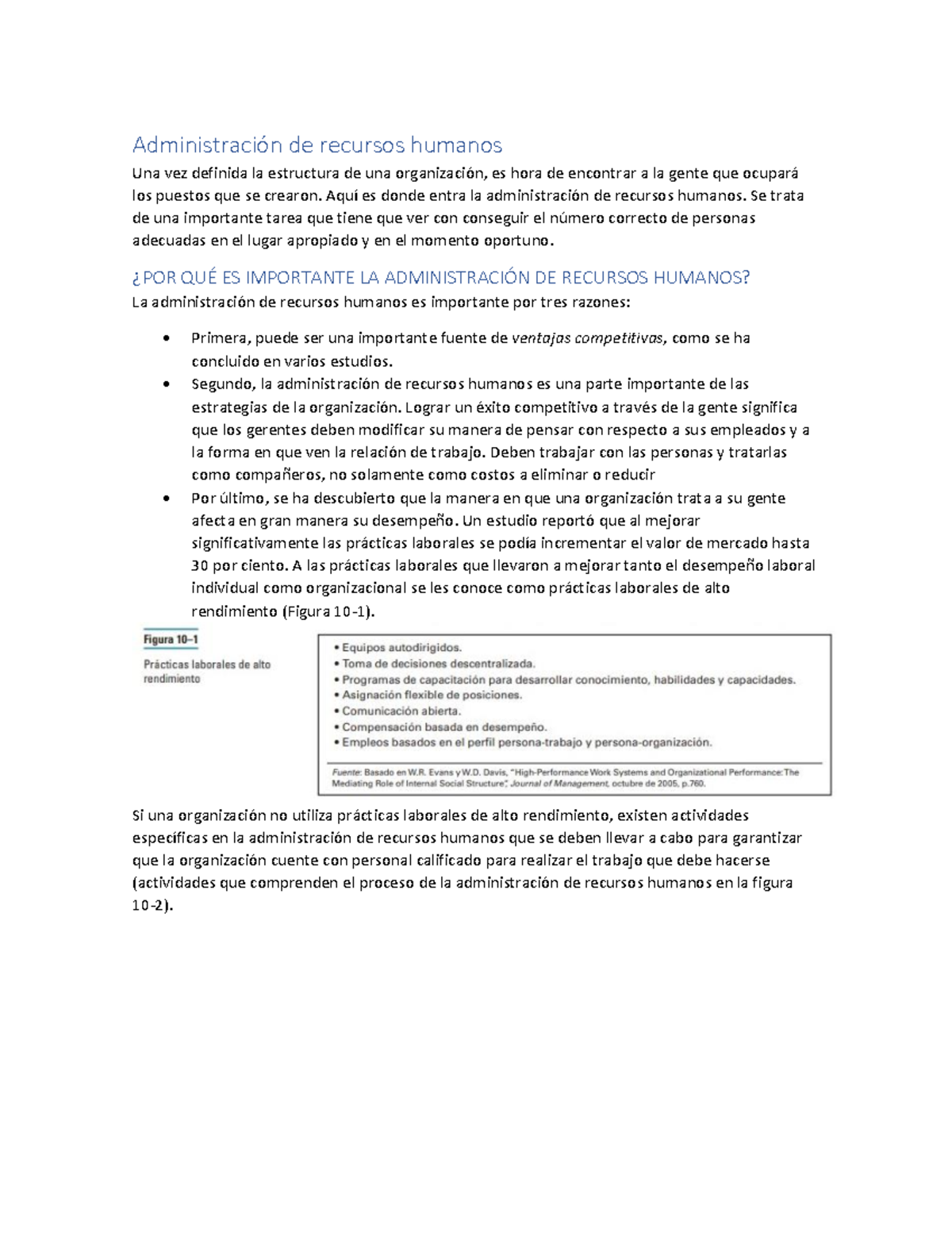 Apunte cap. 10 - Warning: TT: undefined function: 32 Administración de recursos humanos Una vez ...