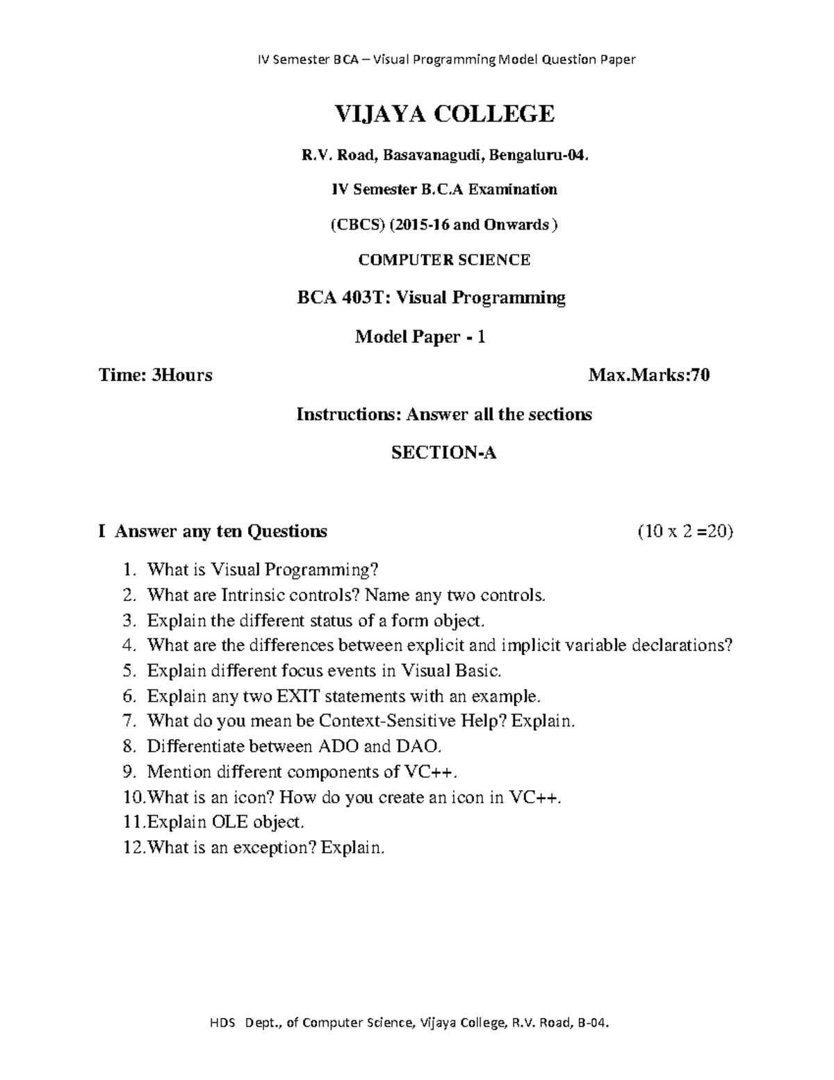 IVSem BCA VP converted - VIJAYA COLLEGE R. Road, Basavanagudi ...