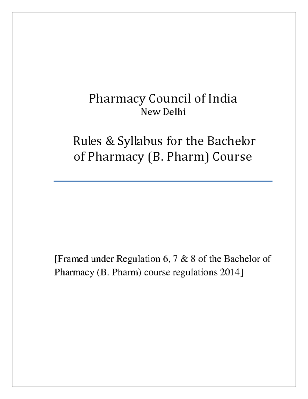 Syllabus B Pharm - Pharmacy Council of India New Delhi Rules & Syllabus ...
