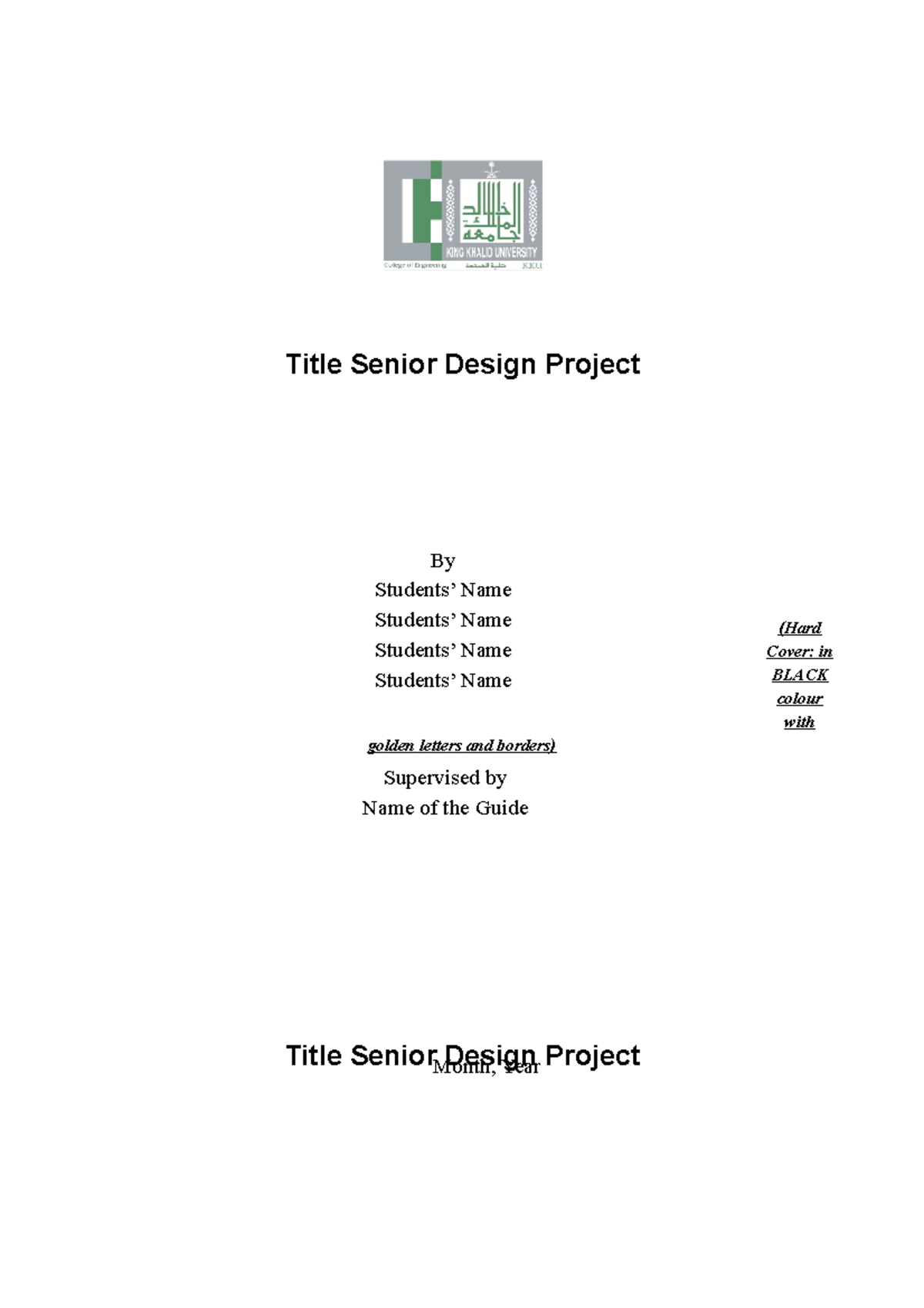 4 Template Graduation Project Report 2020 - (Hard Cover: in BLACK ...