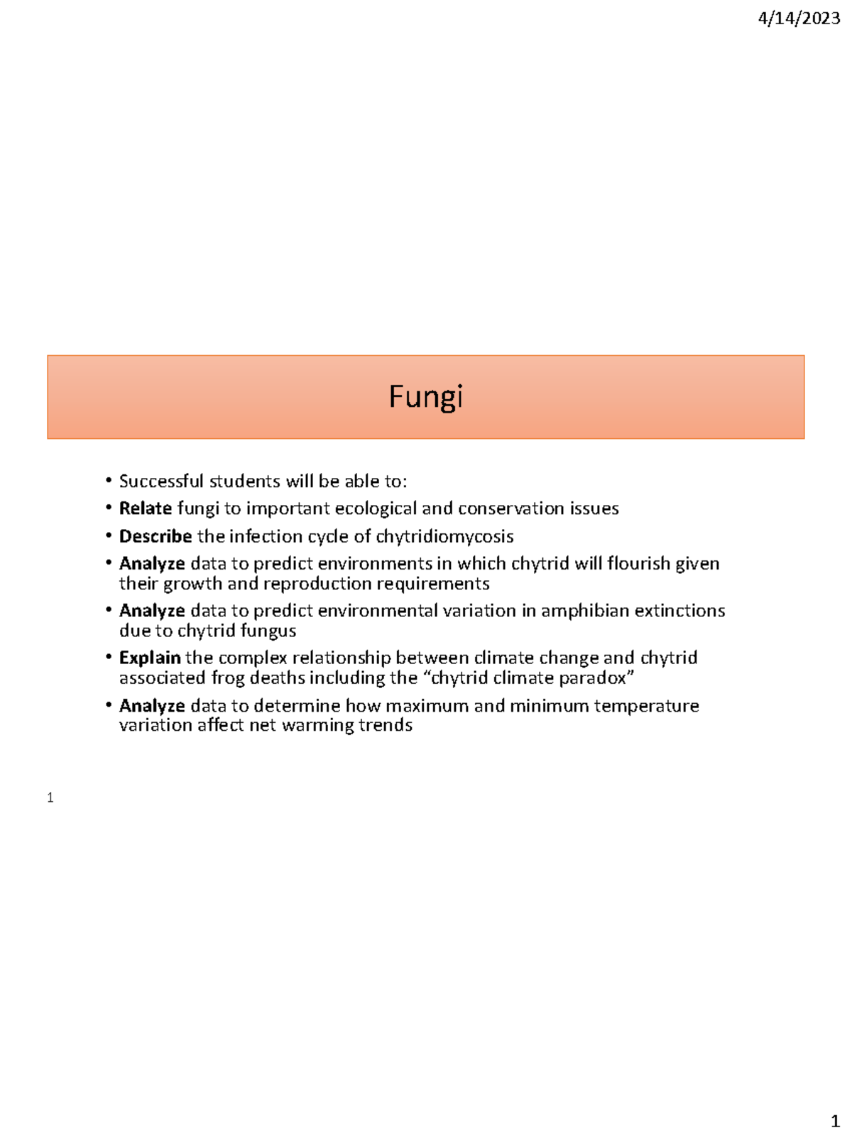 Before - Different Types of Fungi - Fungi • Successful students will be ...