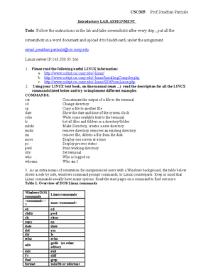Lab 6-assignment - Lab 6-assignment - CSC 305 Prof. Jonathan Parziale ...