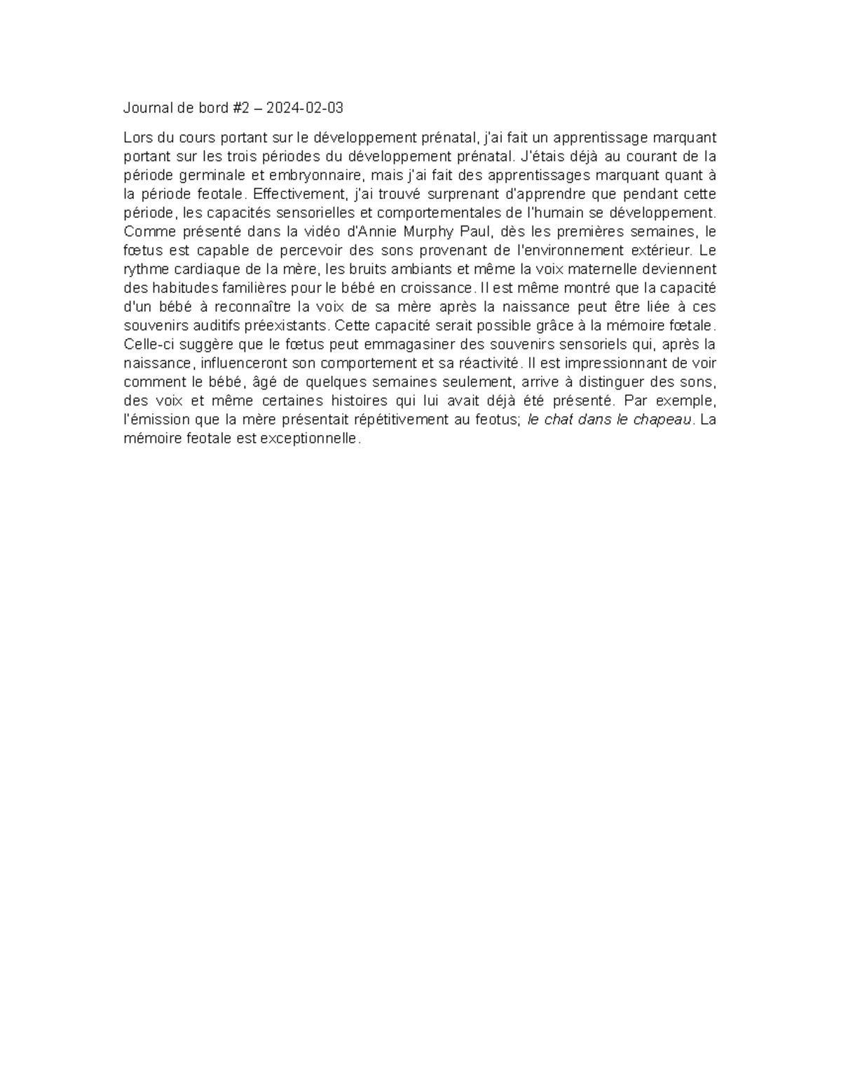 Journal de bord #2 - J’étais déjà au courant de la période germinale et ...