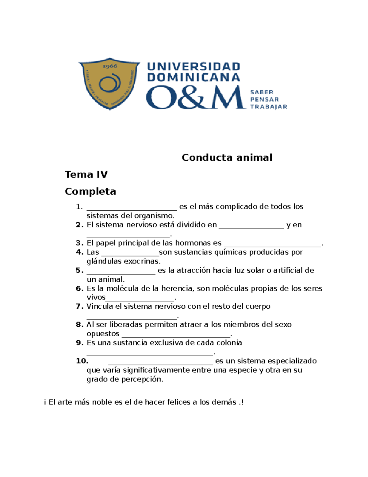 Conducta animal tema 4 - trabajo - Conducta animal Tema IV Completa