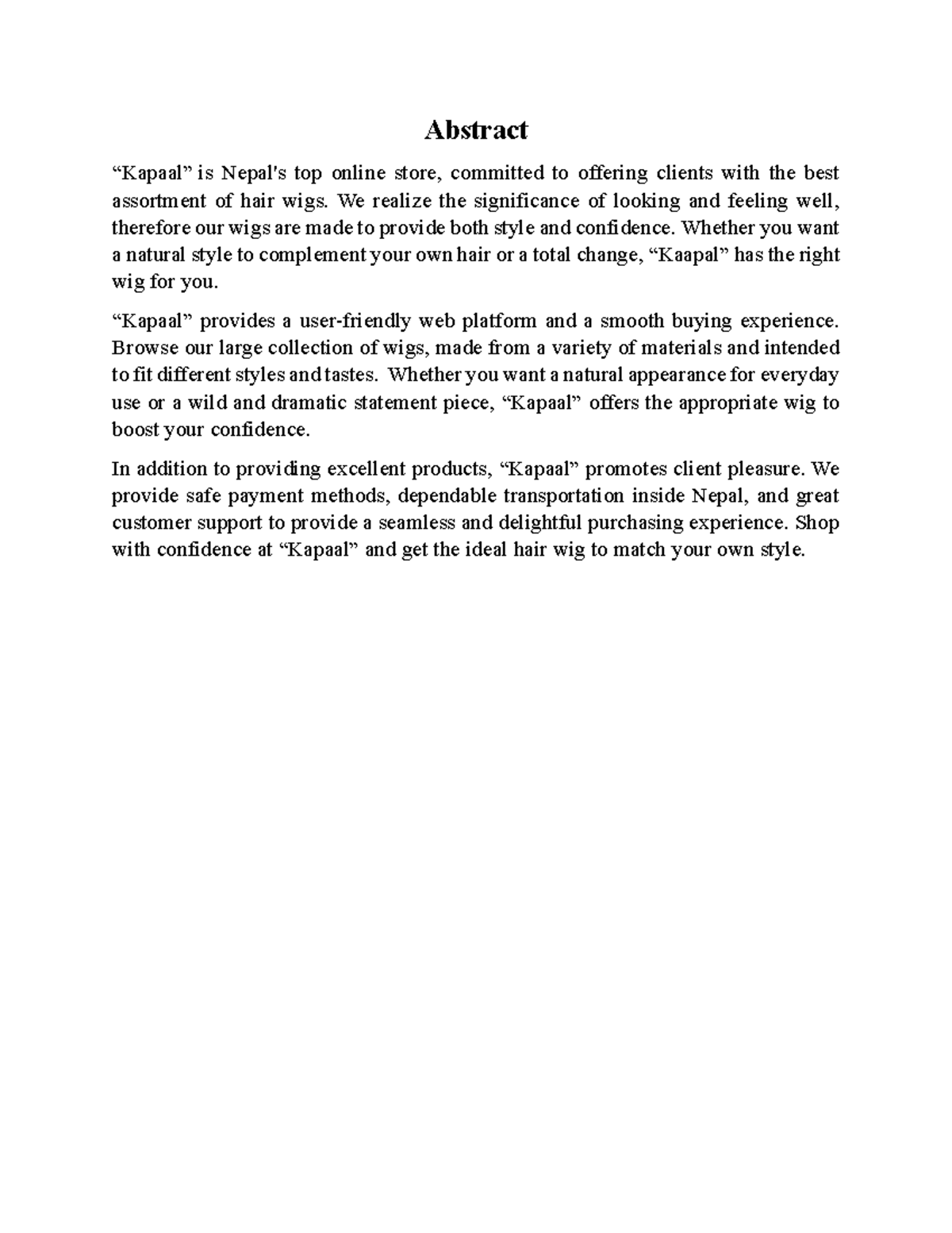 Proposal ecommerce website 6th sem - Abstract “Kapaal” is Nepal's top ...