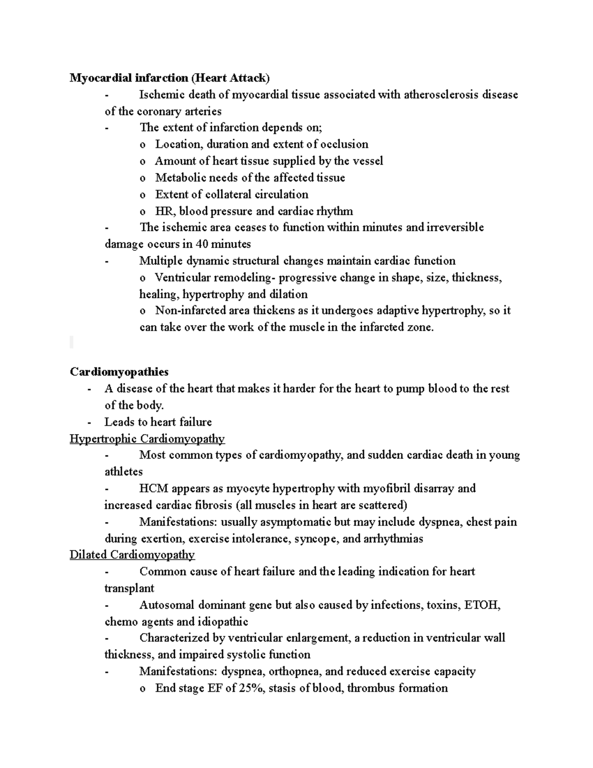 Pathophysiology notes - Myocardial infarction (Heart Attack) - Ischemic ...