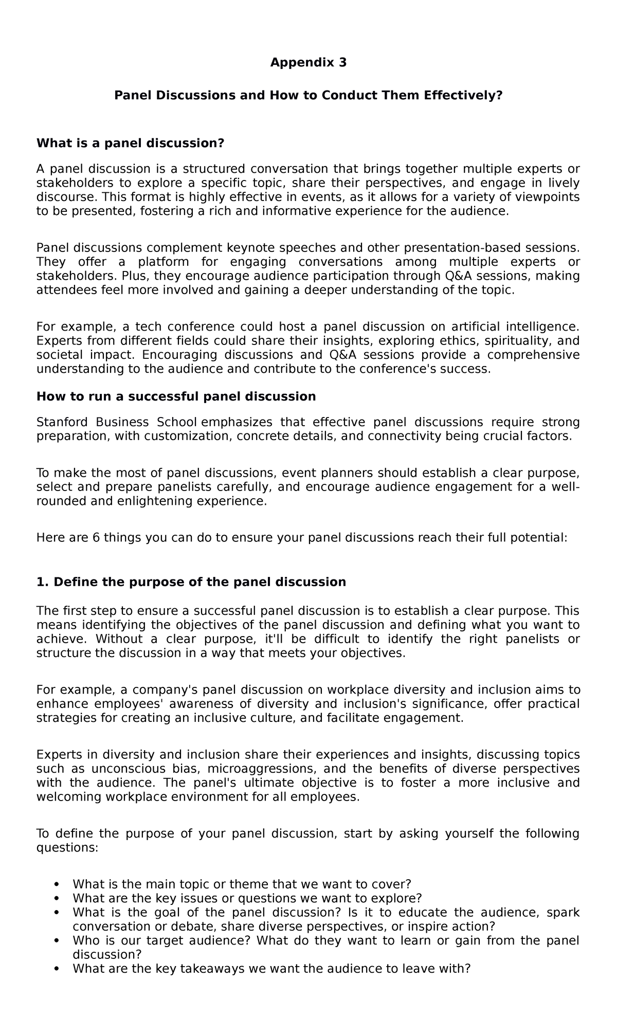 Appendix 3 Panel Forum - Appendix 3 Panel Discussions and How to ...