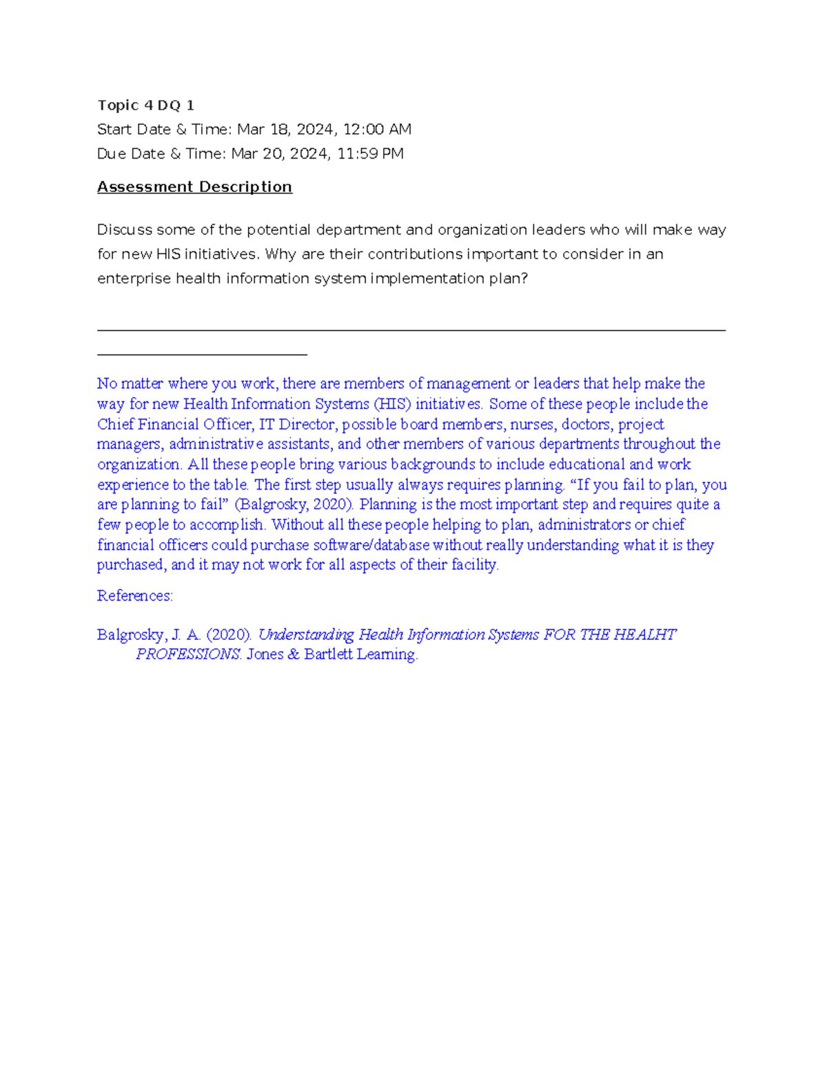 Topic 4 DQ 1 - Topic 4 DQ 1 Start Date & Time: Mar 18, 2024, 12:00 AM Due Date & Time: Mar - Studocu
