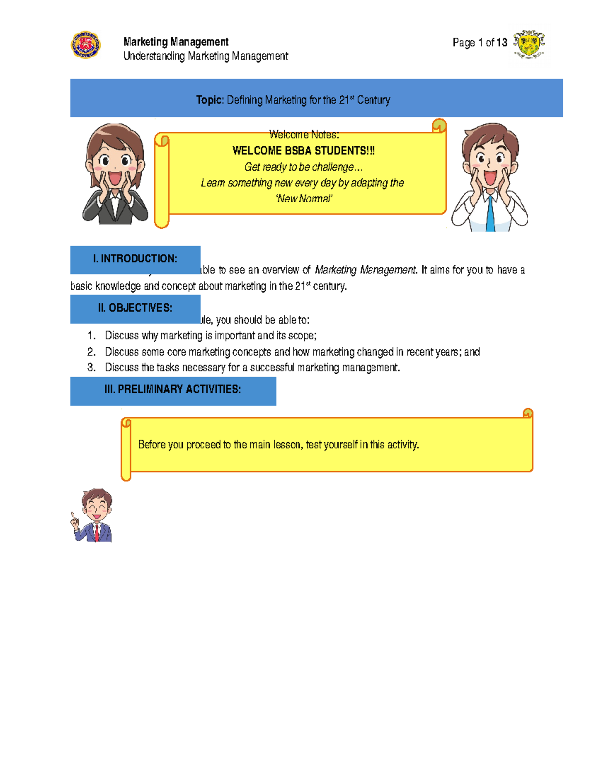 Marketing Management Module 1 - In this module you will be able to see ...