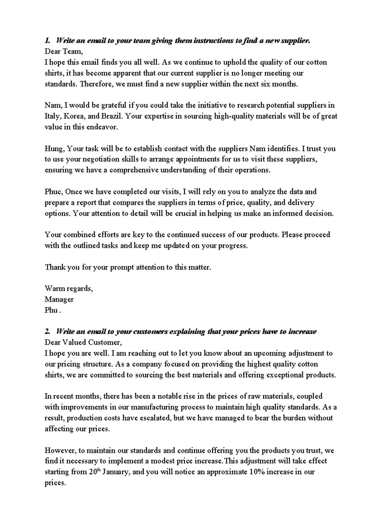Wri - saaaaaaaaaaaaa - Write an email to your team giving them ...