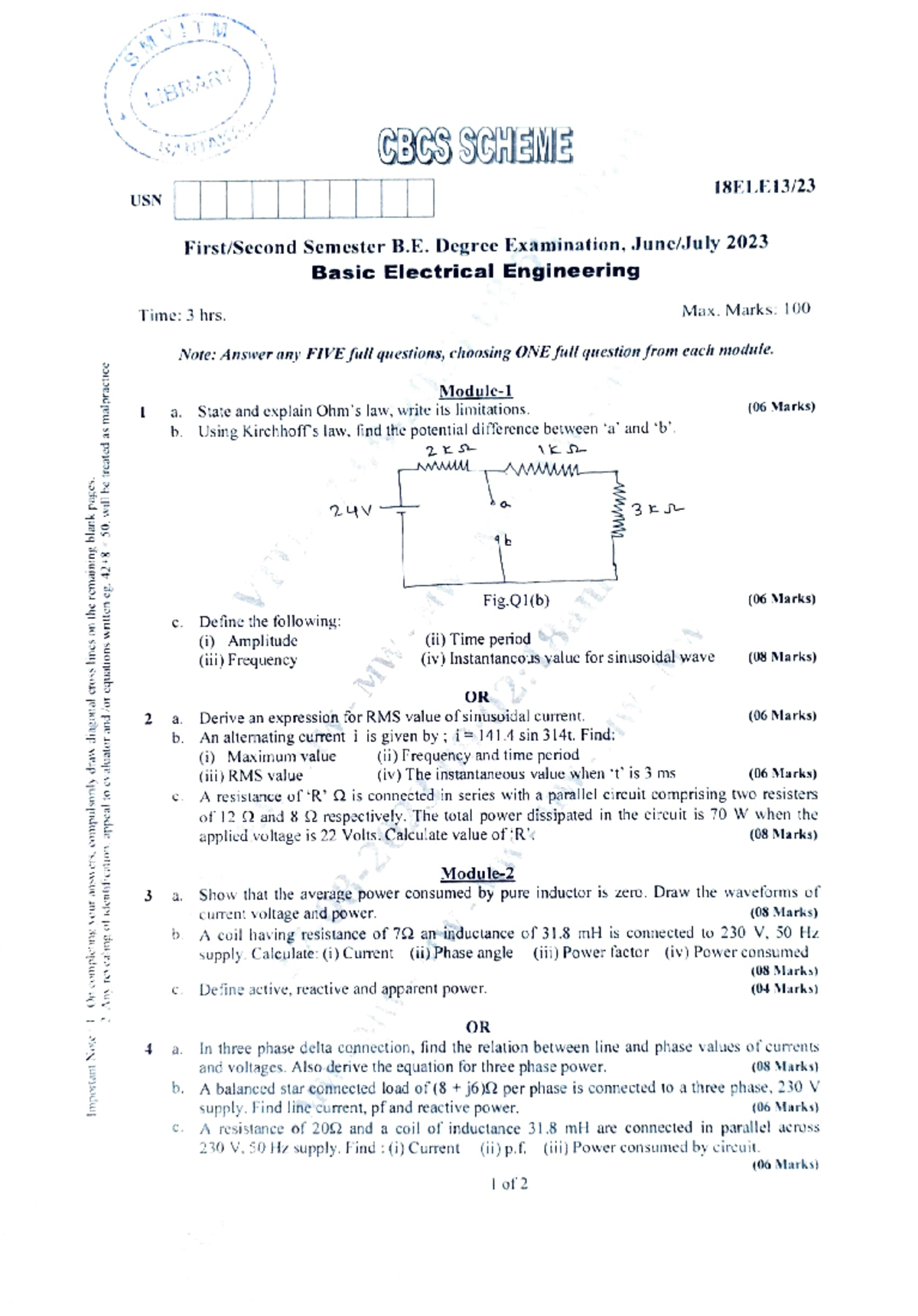 Basic Electrical Engineering - blankpages. our ns1lTS, cOmpulsonly dras diagonal cross lines on ...