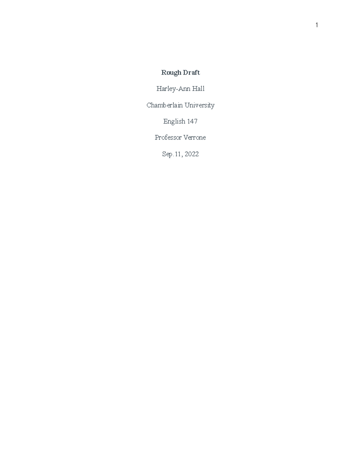 Rough draft - essay - Rough Draft Harley-Ann Hall Chamberlain ...