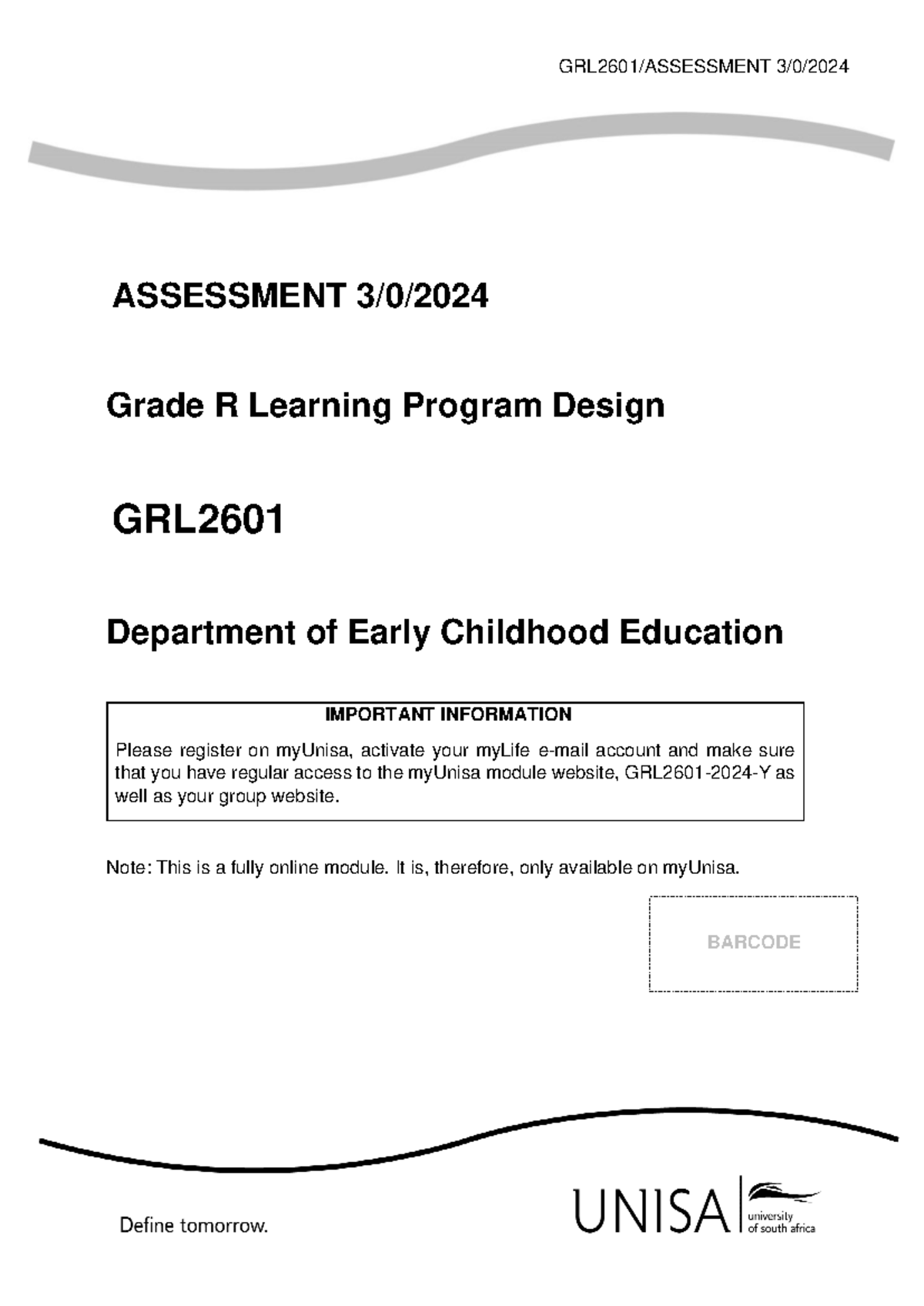 GRL 2601 2024 Assessment 3 0 B Final - GRL260 1 /ASSESSMENT 3 /0/ 2024 ...
