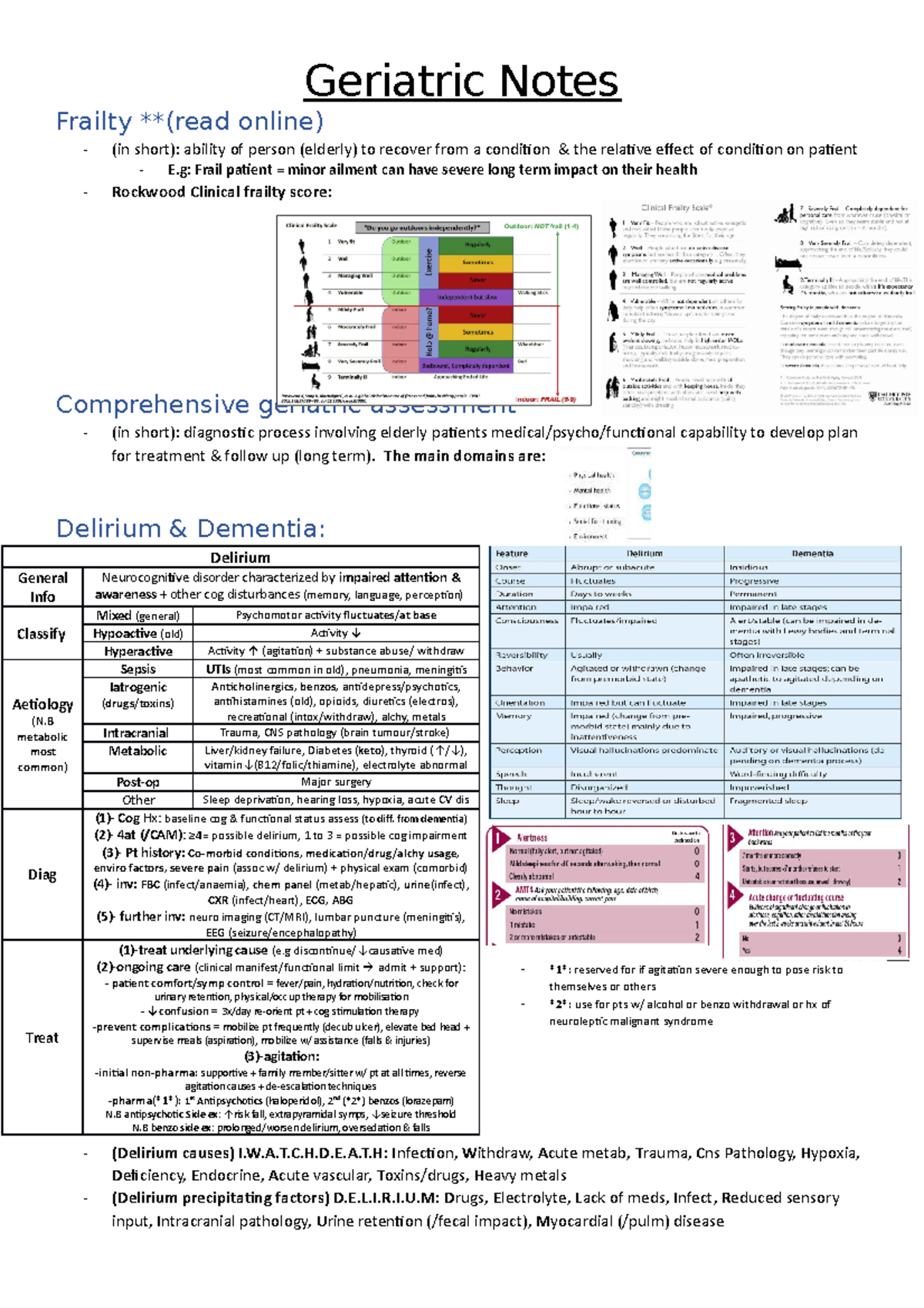 notes important - Geriatric Notes Frailty **(read online) - (in short ...