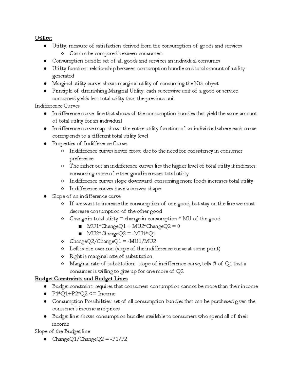 The Rational Consumer (Ch10) - Utility: Utility: measure of ...