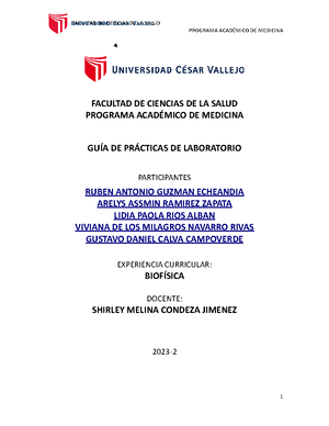 PRÁ Ctica N8 - Facultad de ciencias de la salud Escuela AcadÈmico Profesional De Medicina Pr ...