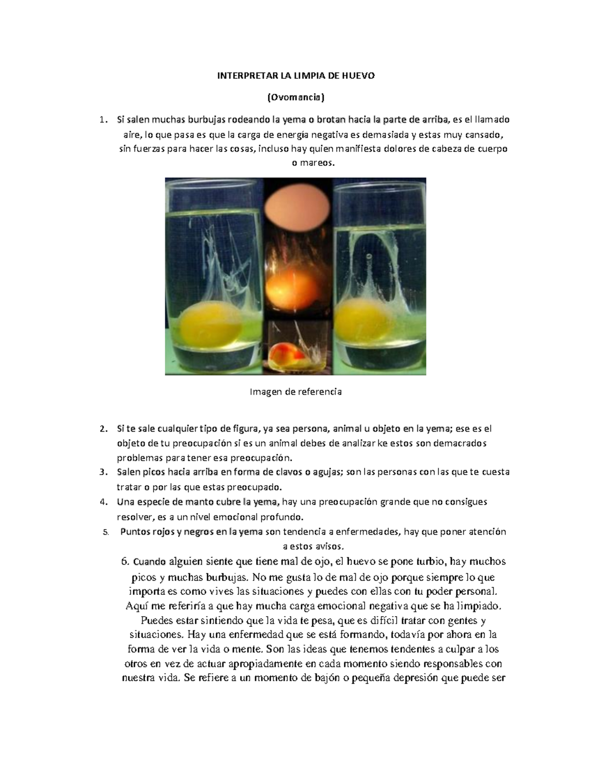 Interpretar LA Limpia DE Huevo - INTERPRETAR LA LIMPIA DE HUEVO ...