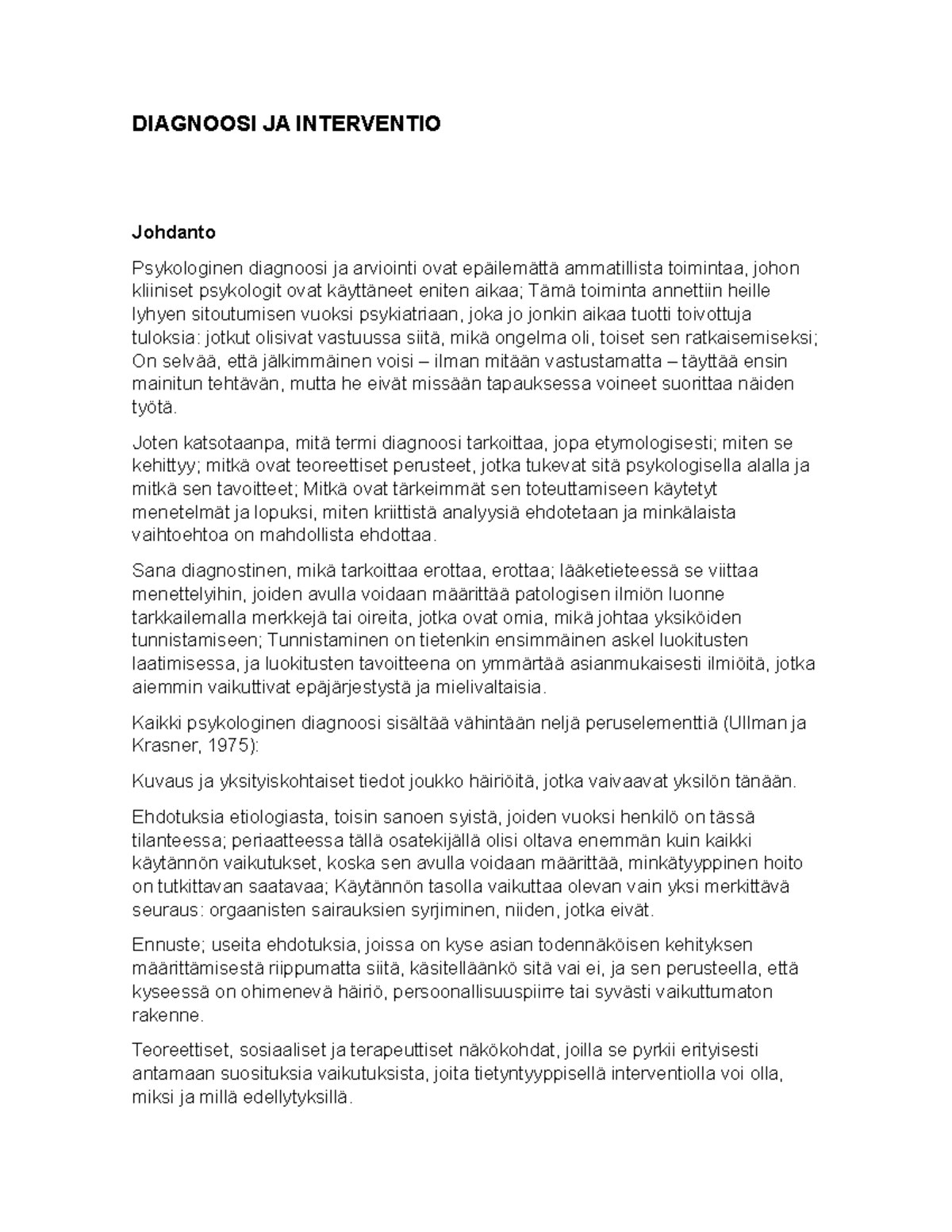 Diagnoosi ja interventio - DIAGNOOSI JA INTERVENTIO Johdanto ...