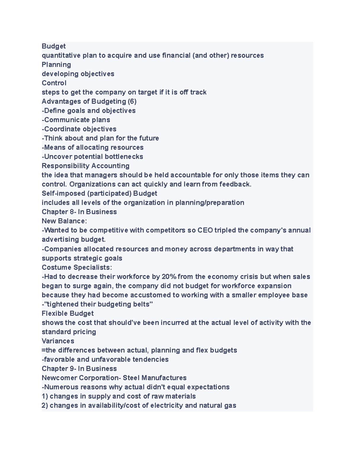 ACC202 #4 - Exam Help - Budget quantitative plan to acquire and use ...