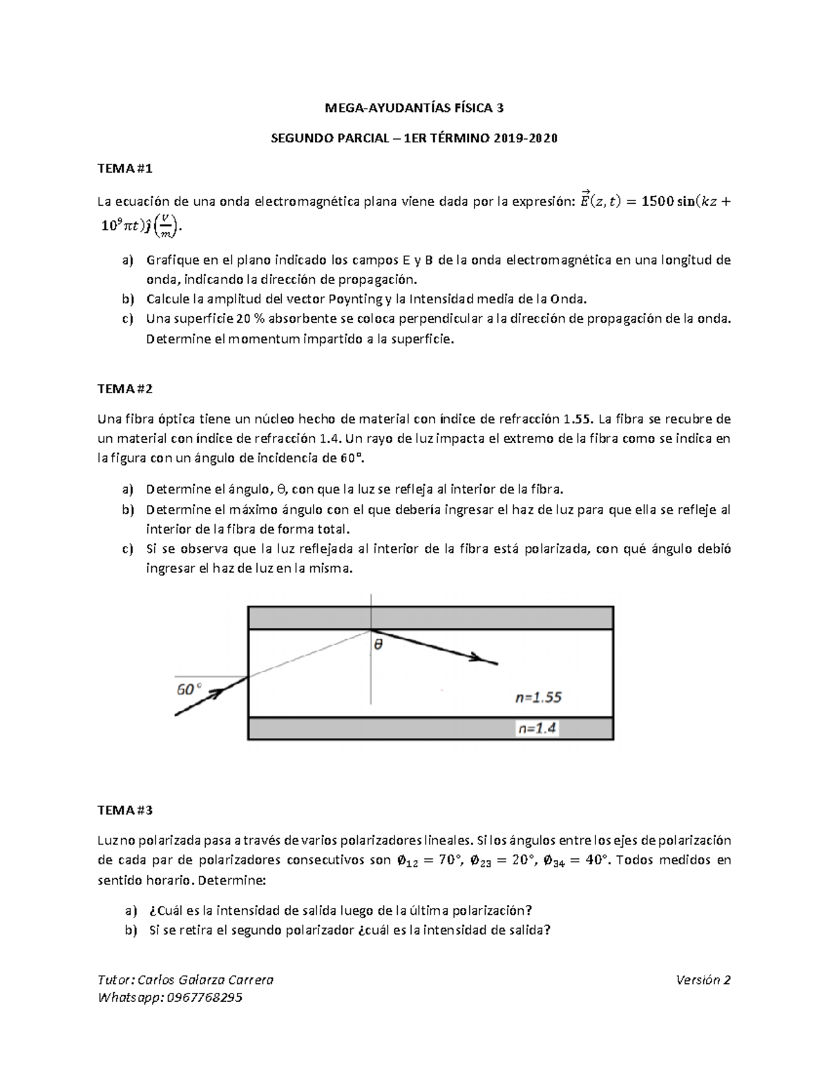 Megas Física 3 2019-1 2DO Parcial Versión 2 - Warning: TT: undefined function: 32 Warning: TT ...