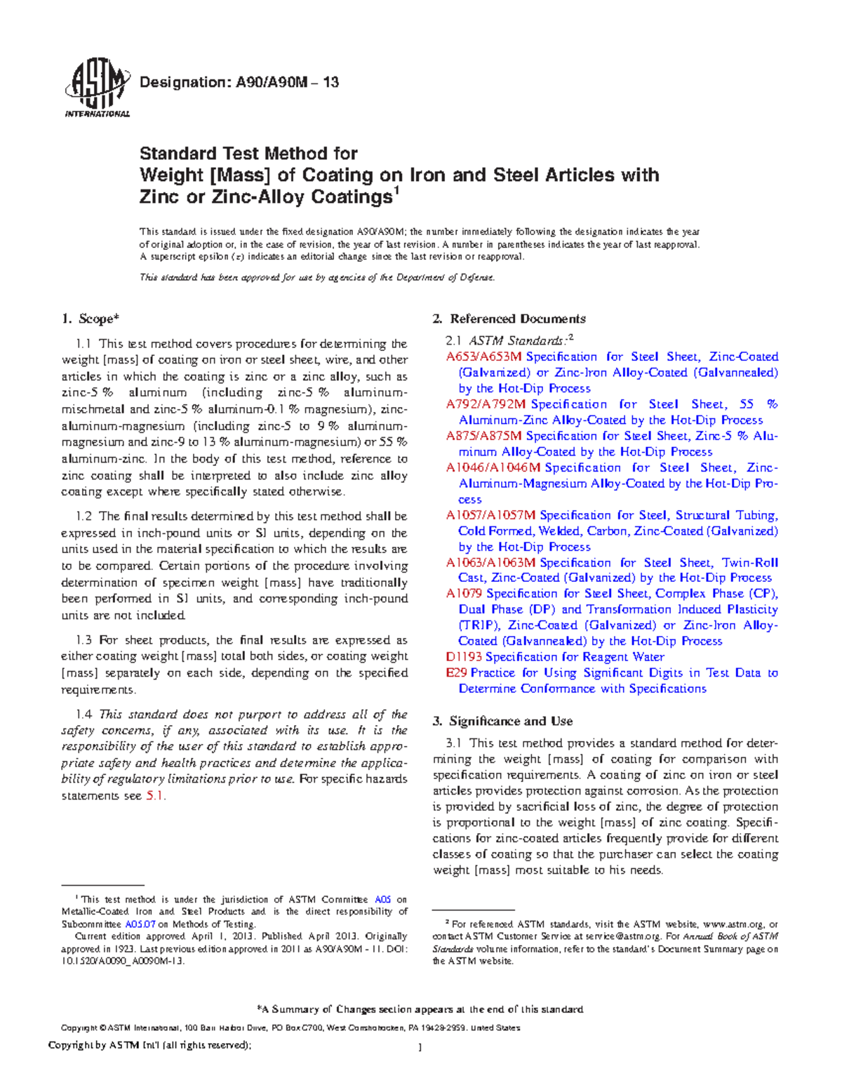 ASTM A-90-A-90M-13pdf-pdf-free - Designation: A90/A90M − 13 Standard ...