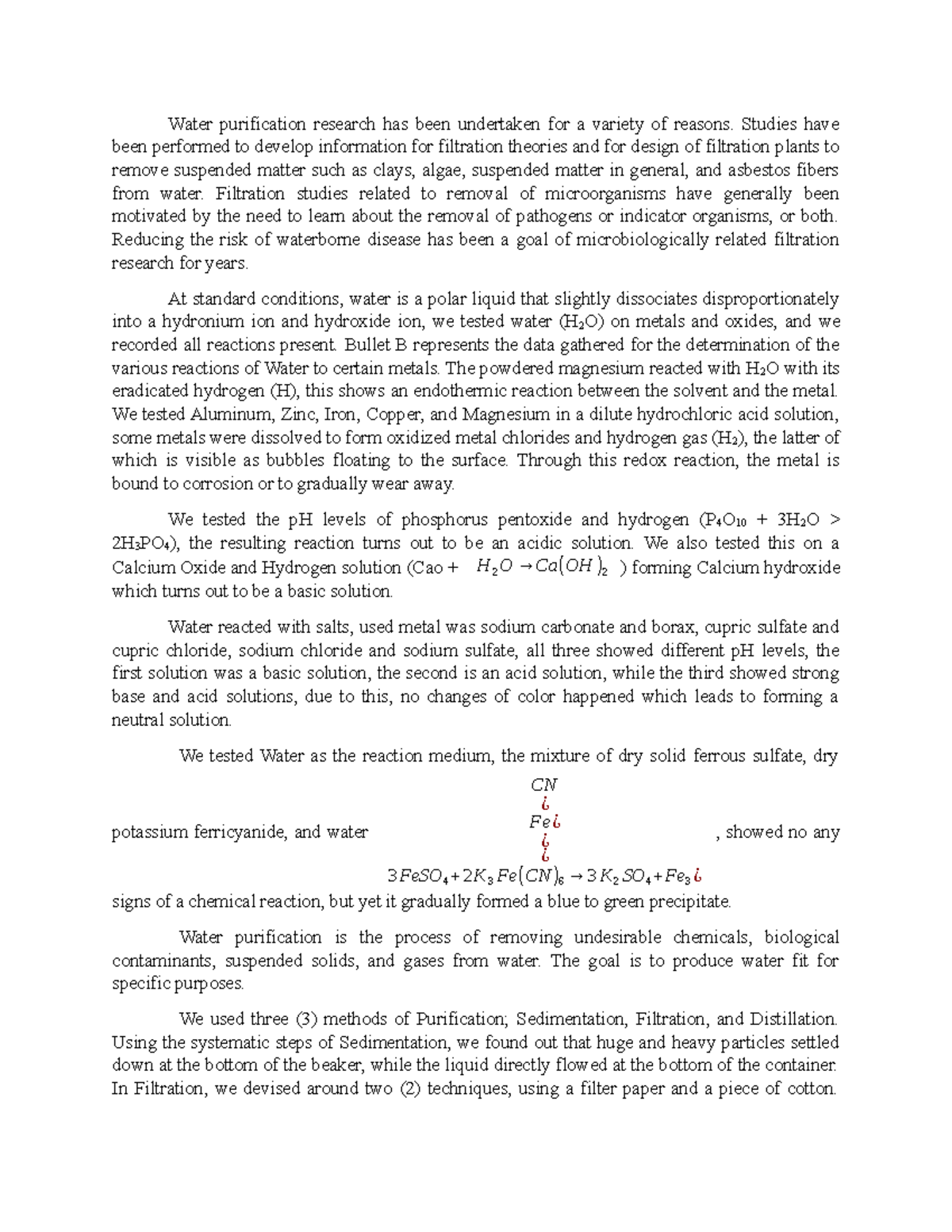 Water (Interpretation) (Chemlab) - Water purification research has been ...