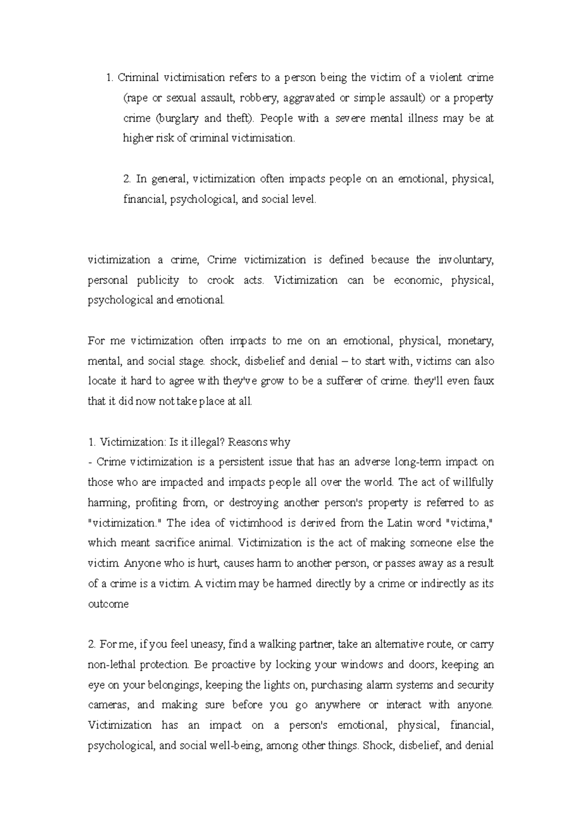 N1-5 - BSC Lecture Chap 1-5 - Criminal victimisation refers to a person ...
