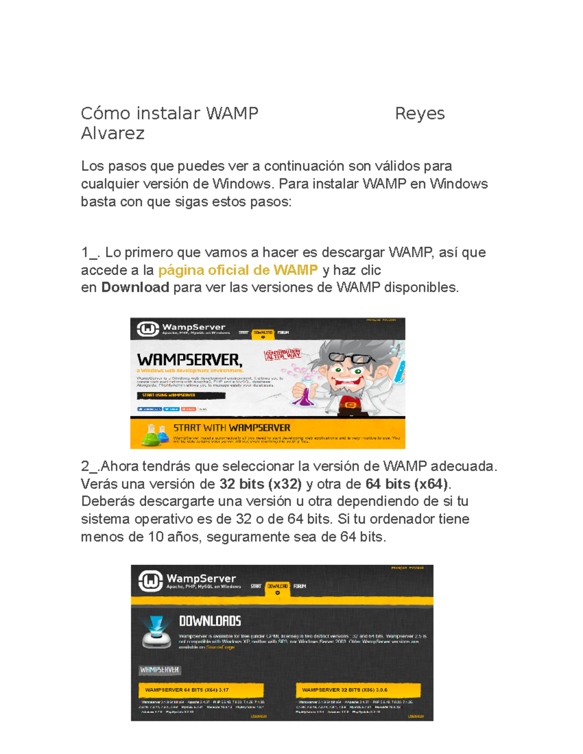 Cómo instalar WAMPserver - Cómo instalar WAMP Reyes Alvarez Los pasos que puedes ver a ...