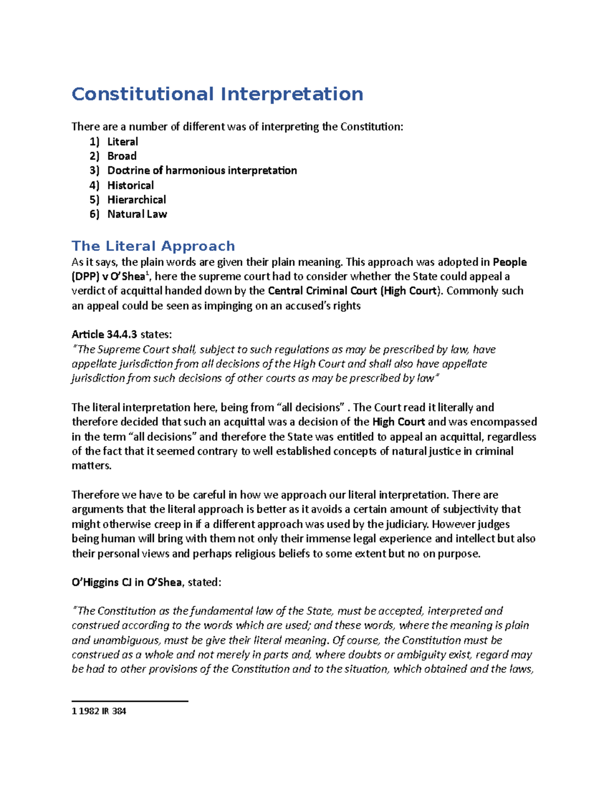 T1 Constitutional Interpretation - Constitutional Interpretation There ...