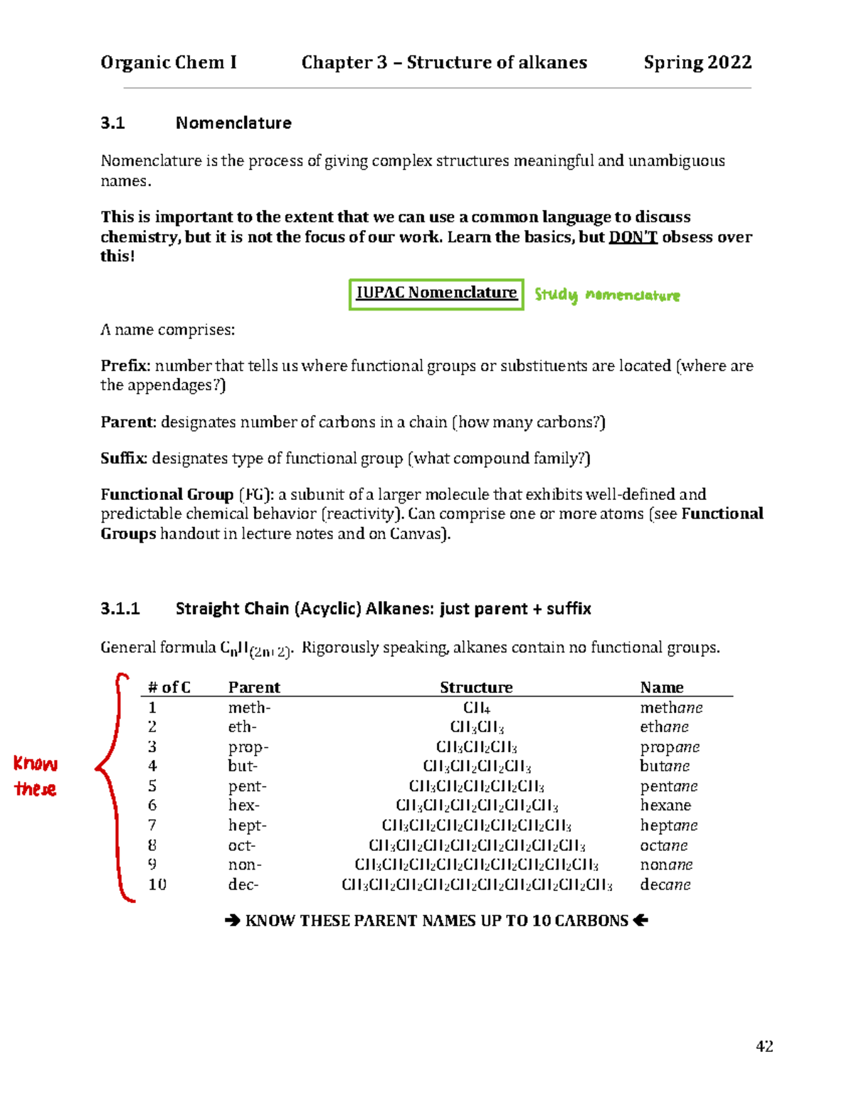 Chapter 3 Structure of Alkanes - 3 Nomenclature Nomenclature is the ...