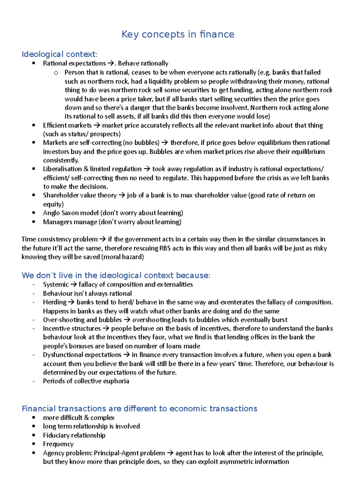 1 - intro to key concepts - Key concepts in finance Ideological context ...