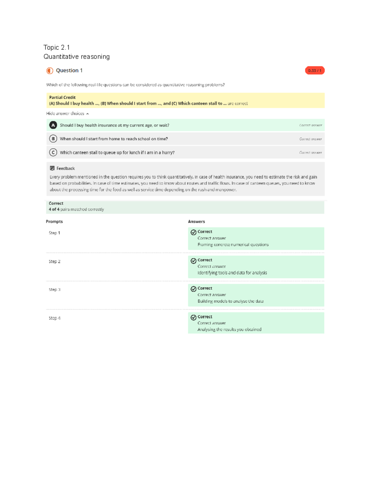 CC2 Knowledge Check answers MOD 2 - Topic 2. Quantitative reasoning To ...