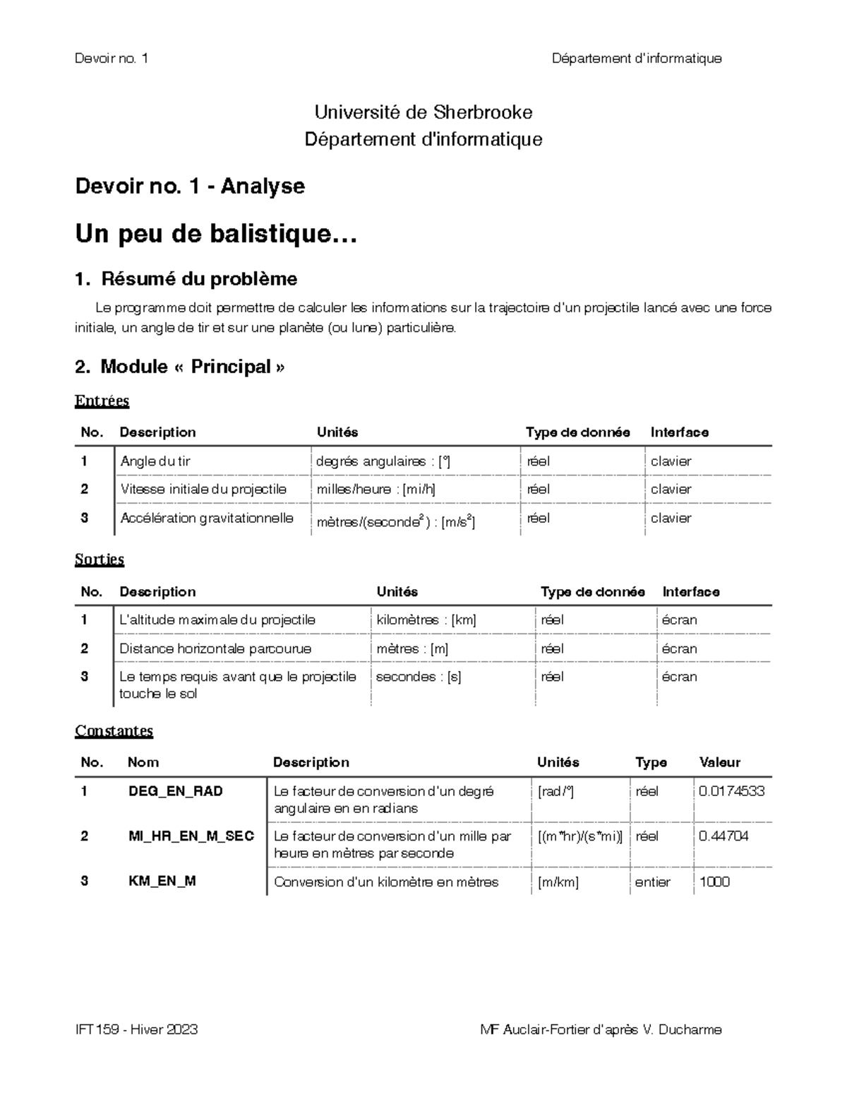 Devoir 1 - Analyse - Université de Sherbrooke Département d ...