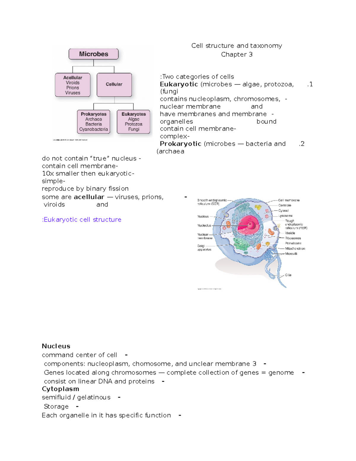 Chapter 3 note - notes - Cell structure and taxonomy Chapter 3 : Two ...