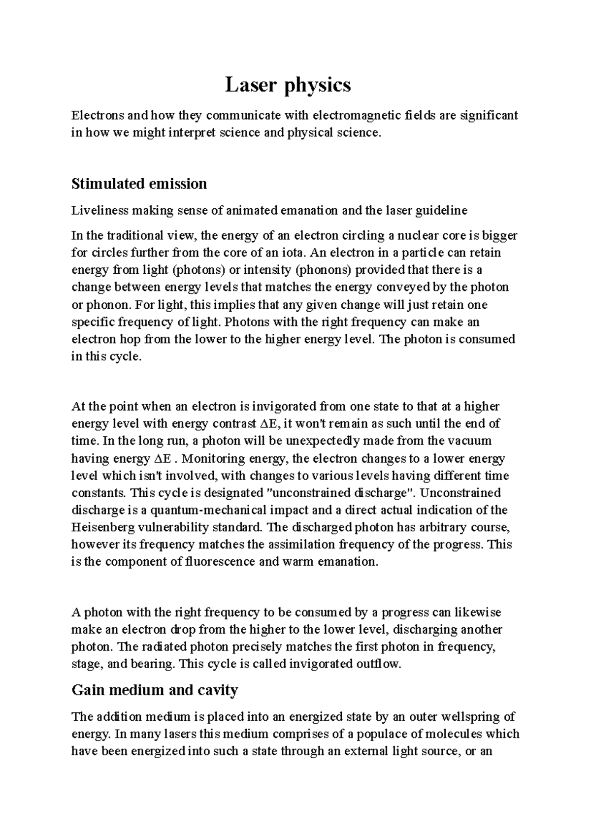 Laser physics - Ifah - Laser physics Electrons and how they communicate ...