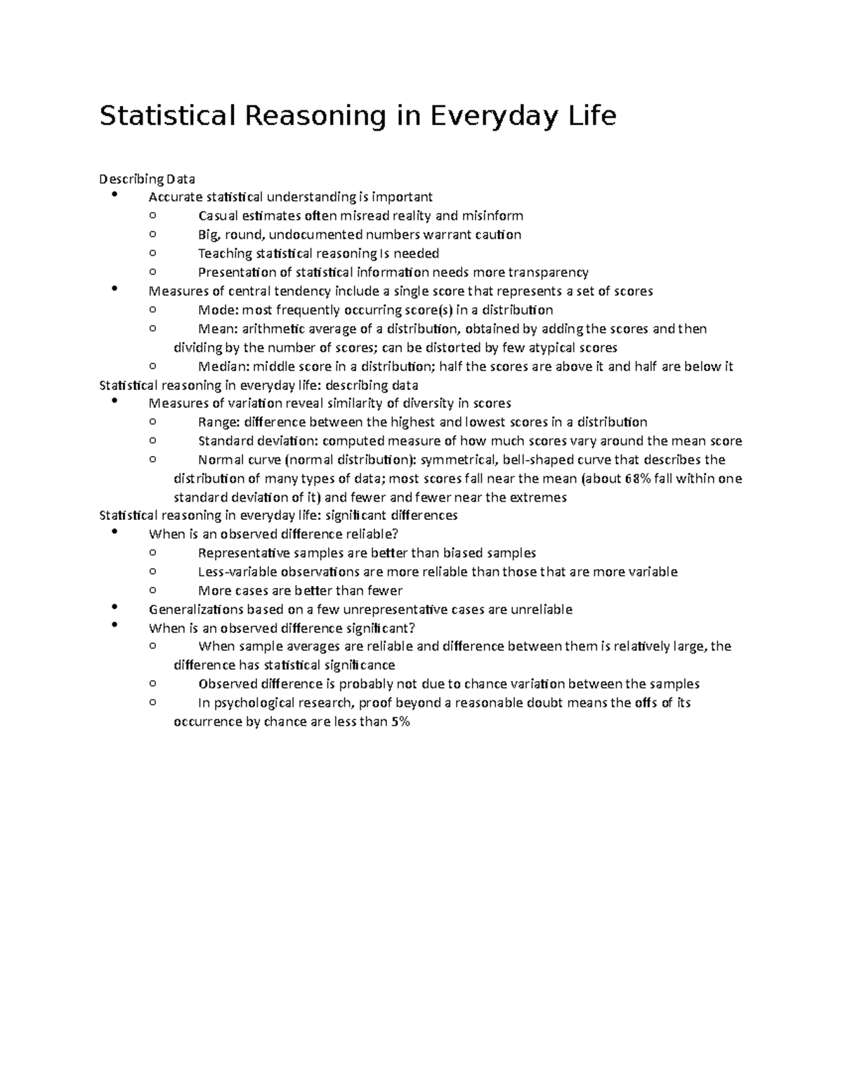 Statistical Reasoning in Everyday Life - Studocu