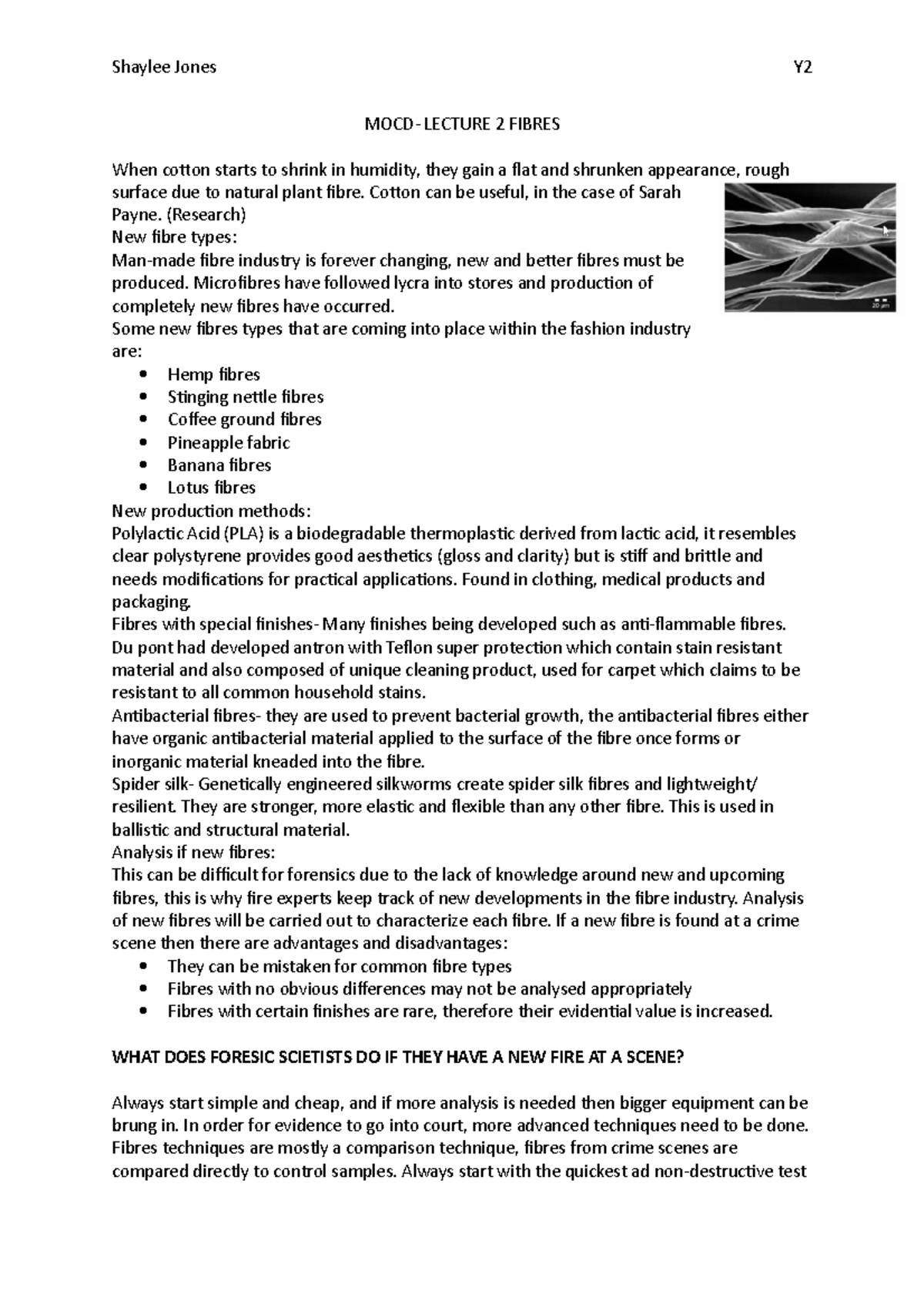 Fibres 2 MOCD - Lecture notes 2 - MOCD- LECTURE 2 FIBRES When cotton ...