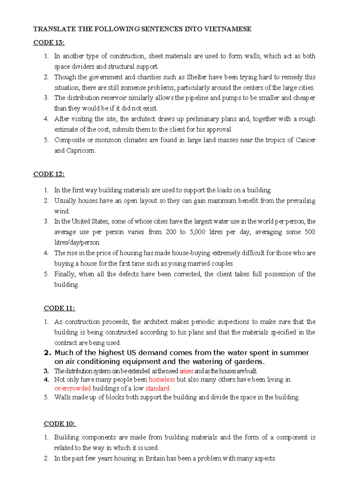 Units 1-5 Translation - 02 - TRANSLATE THE FOLLOWING SENTENCES INTO ...