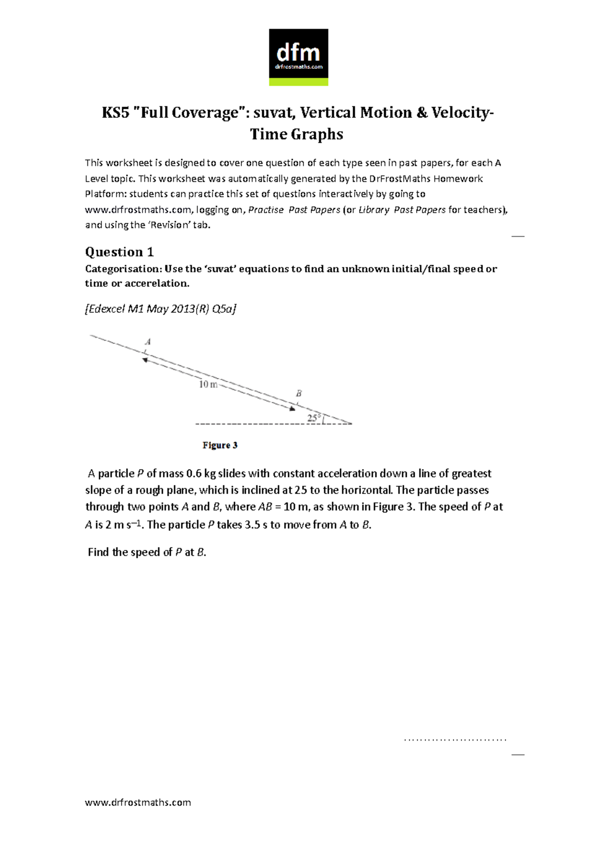 DFMFull Coverage KS 5- Suvat - KS5 "Full Coverage": suvat, Vertical ...