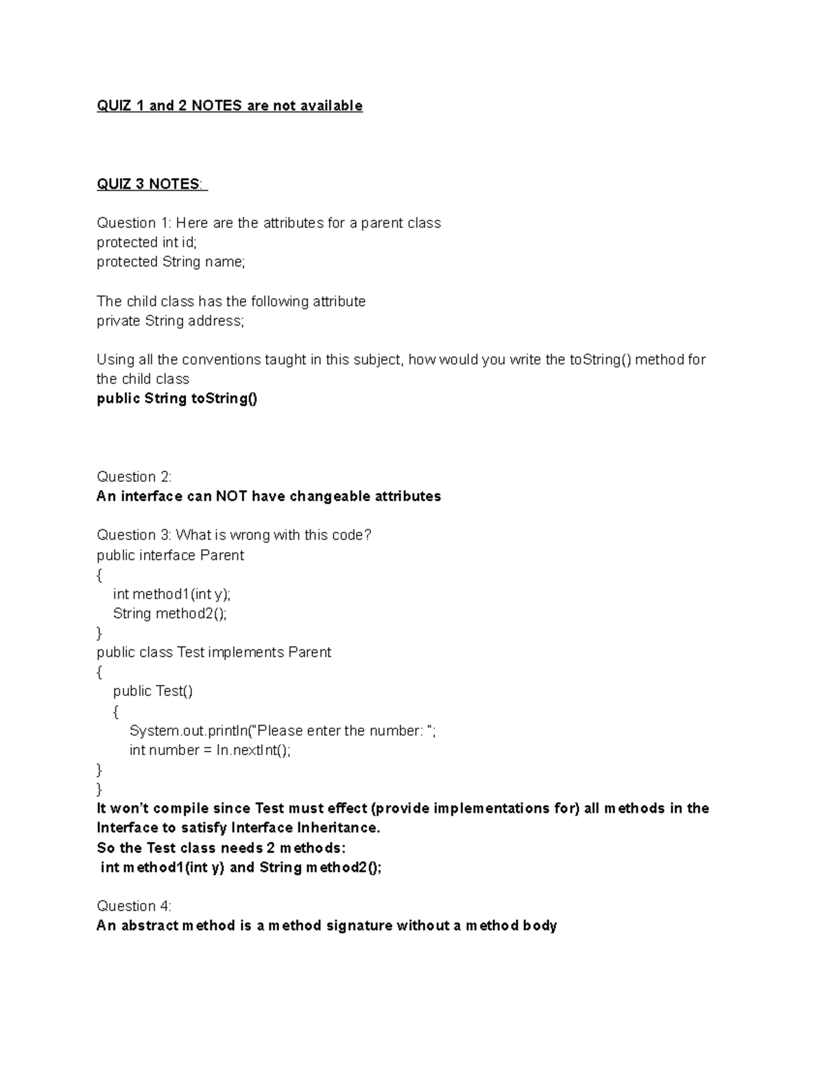 Quiz Summary - QUIZ 1 and 2 NOTES are not available QUIZ 3 NOTES ...