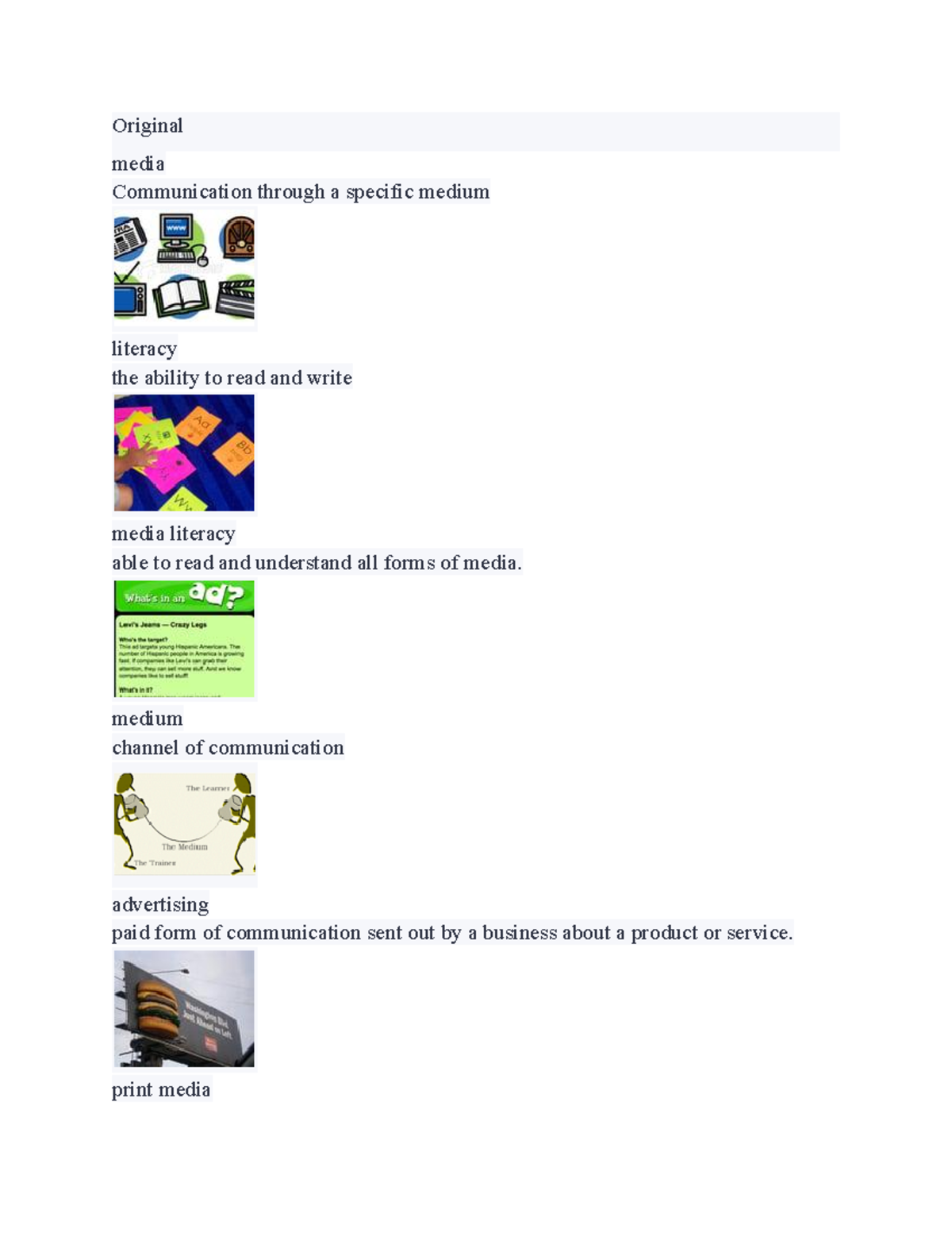 Media Literacy 2 - practice materials - Original media Communication ...