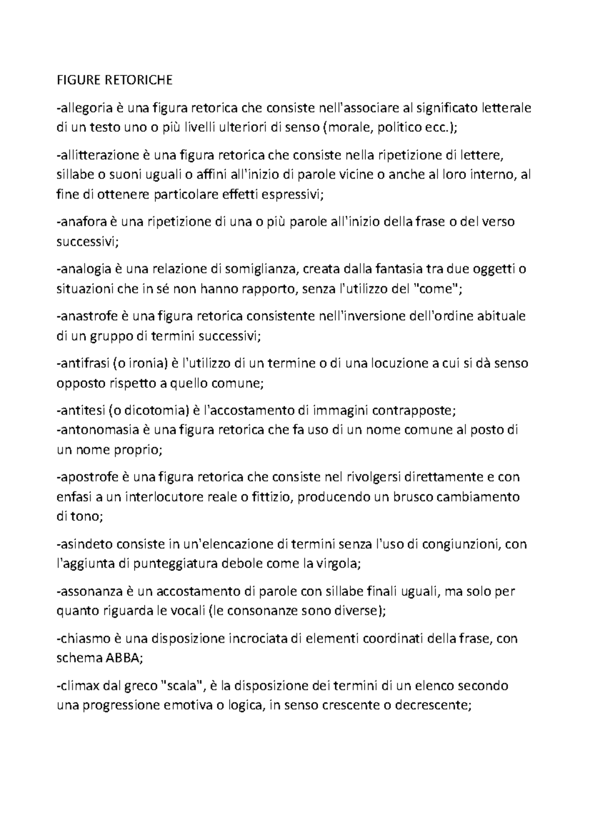 Figure Retoriche 2 - FIGURE RETORICHE -allegoria è una figura retorica ...